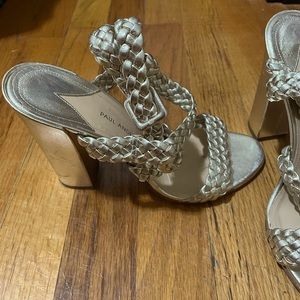 Paul Andrew | Shoes | Womens Paul Andrew Gold Metallic Leather Woven ...